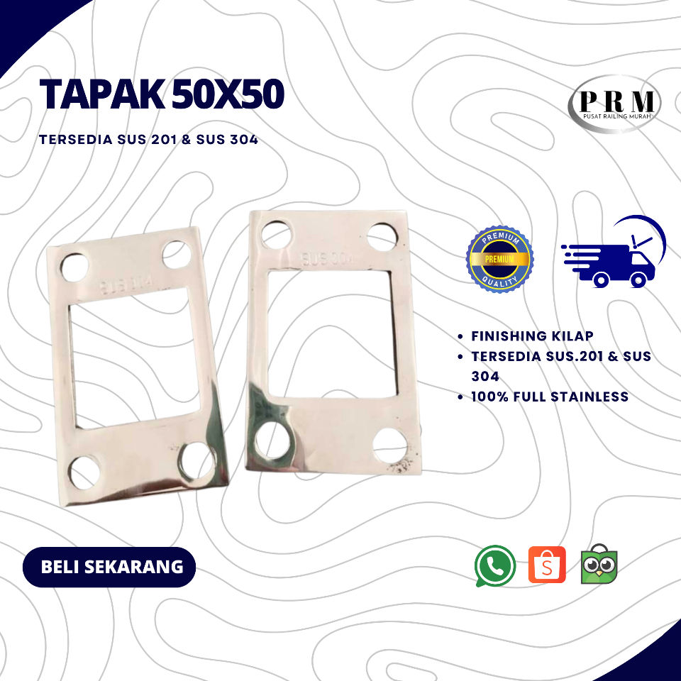 Jual Tapak/Tatakan/Plendes 50x50 Stainless stell Tiang Railing Tangga ...