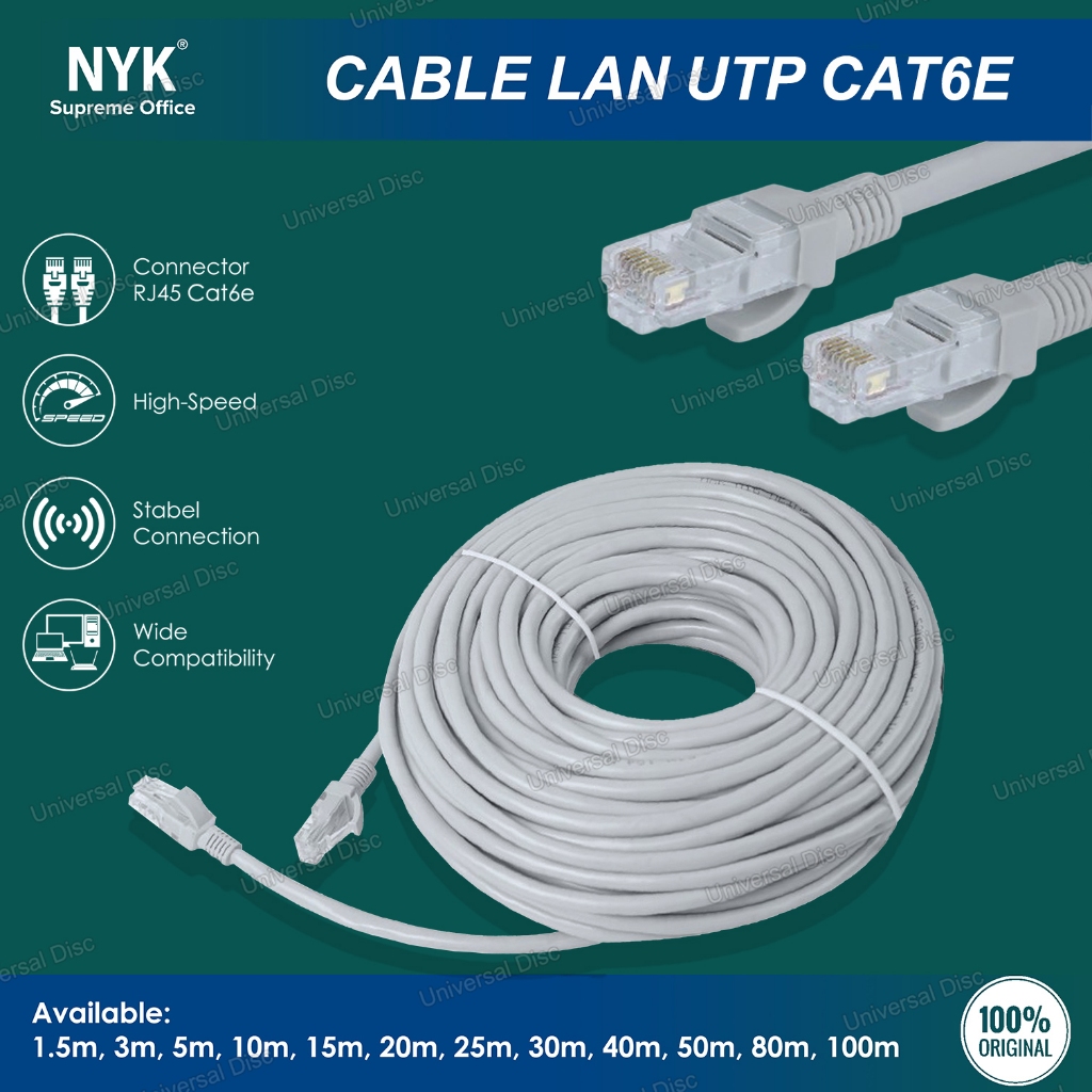 Jual Kabel LAN UTP Cat 6 50M NYK - Kabel LAN 50M - Kabel UTP 50M ...
