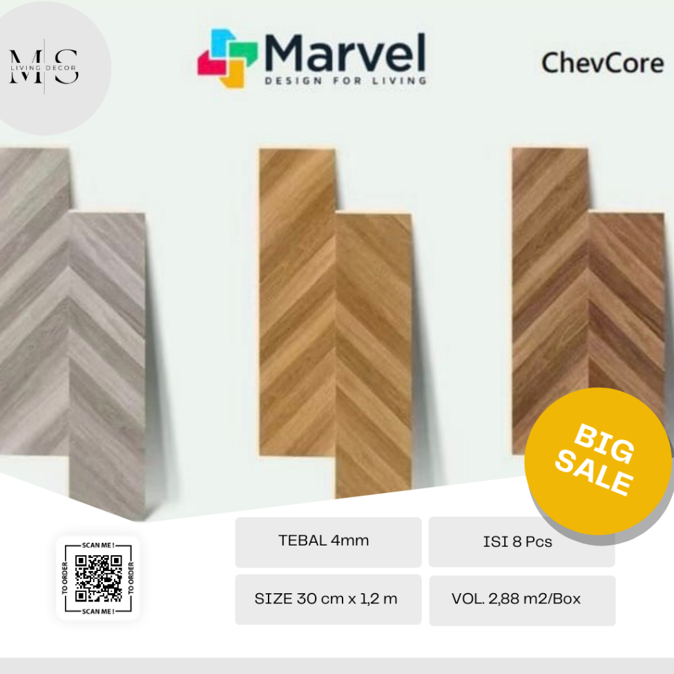 Jual SPC Chevcore Marvel Tebal 4mm / Lantai kayu Herringbone Anti Rayap | Shopee Indonesia