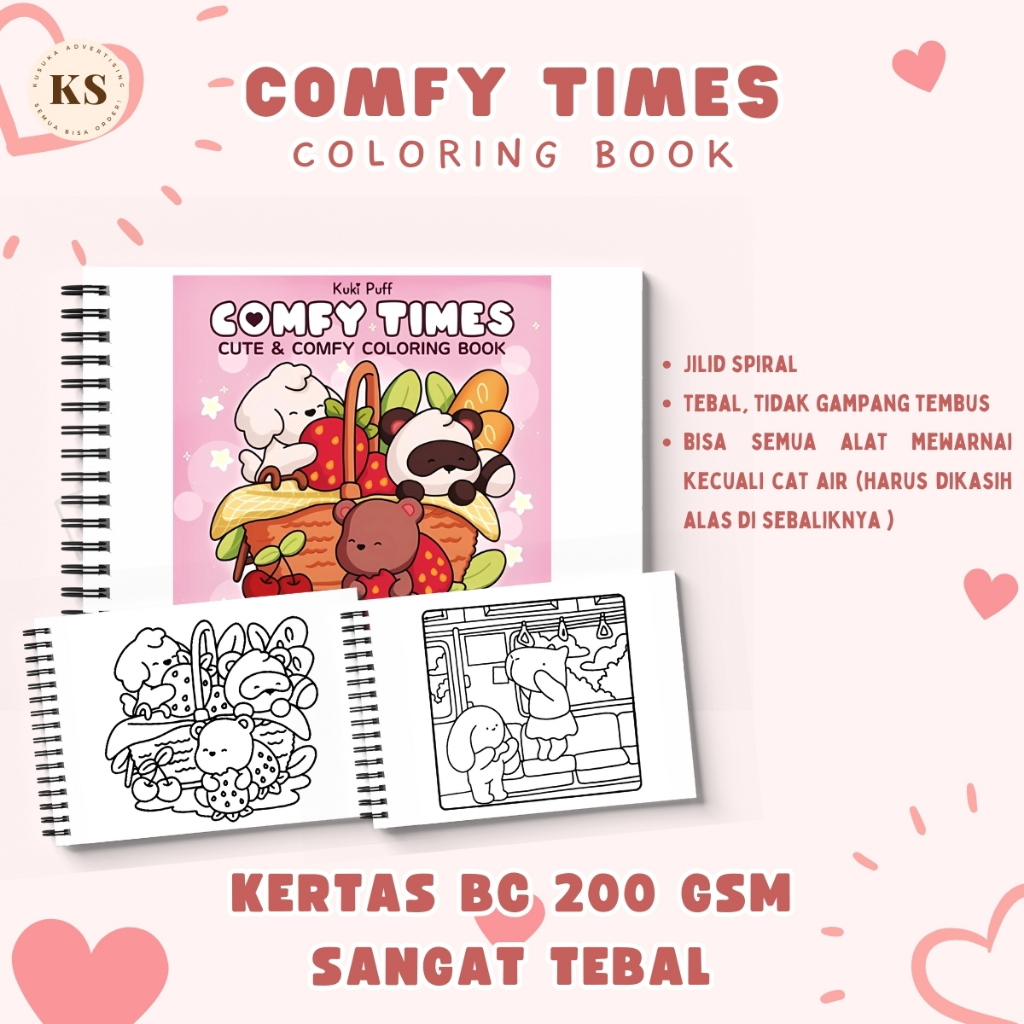 Jual COMFY TIMES Coloring Book Aesthetic Cute For Kids Adults Healing ...