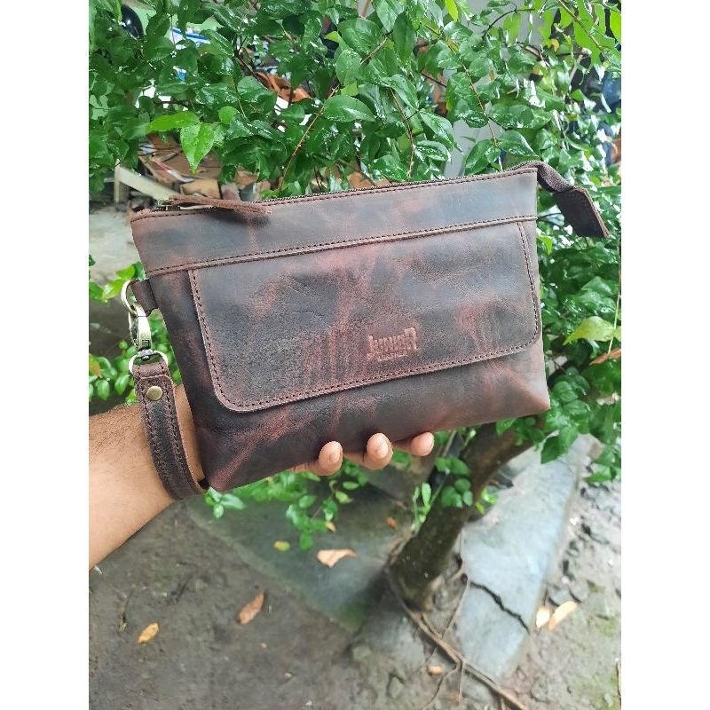 Jual Handbag Pria Kulit Asli - Pouch Pria Asli Kulit | Shopee Indonesia
