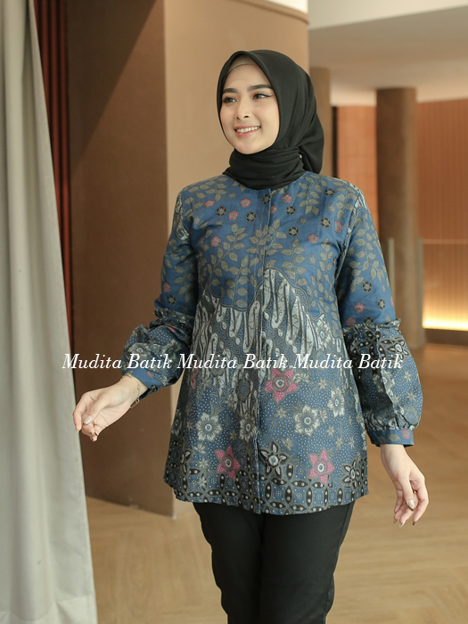 Jual Batik Mudita Motif Lukita Batik Kerja Wanita Lengan Panjang Bahan ...