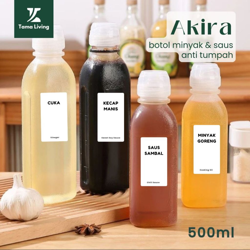 Jual TAMA LIVING Akira Botol Minyak Anti Tumpah 500 ml Label Kotak ...