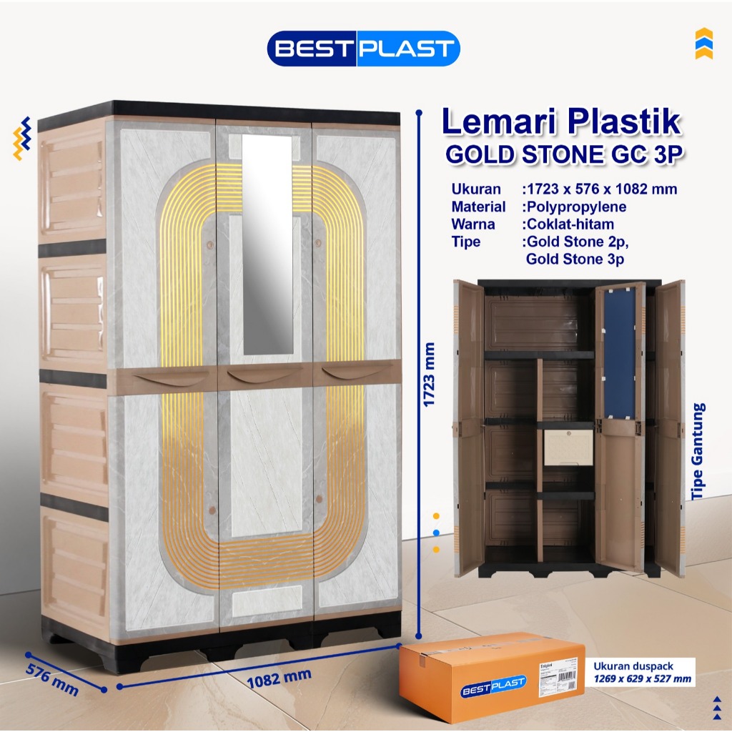 Jual Bestplast BMC GOLD 3P GC Stone / Lemari Plastik 3 Pintu / Lemari ...