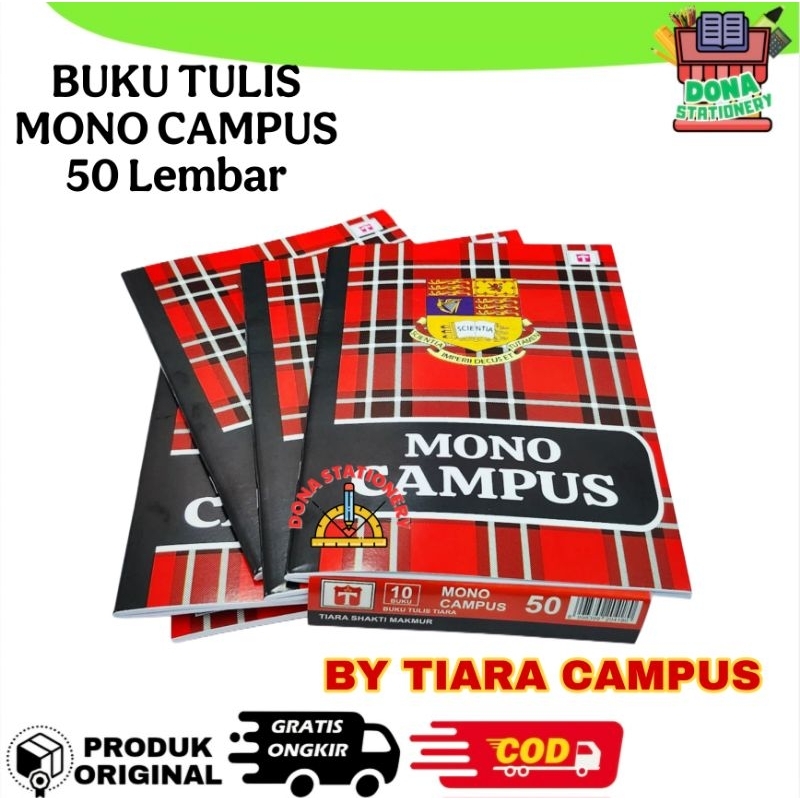 Jual ( 1 PACK ) BUKU TULIS MONO CAMPUS 50 & 36 LEMBAR | BUKU TULIS BESAR TIARA CAMPUS | Shopee ...