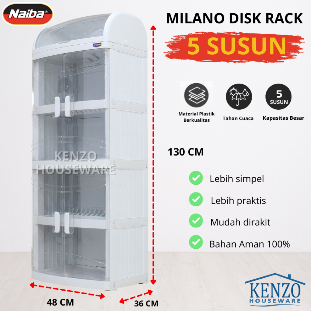 Jual Rak Piring 3 4 5 Susun + Tutup Lemari Piring Bersih Transparan ...