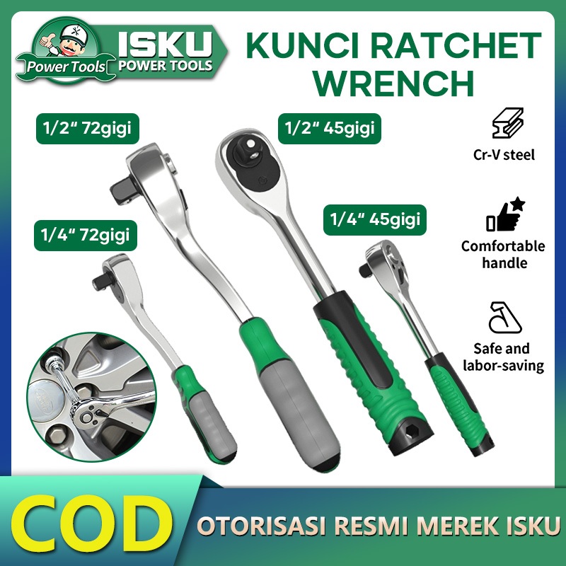 Jual ISKU Gagang Rachet 72T/Ratchet Kunci Stang Shock Sock Sok 1/2 1/4 ...