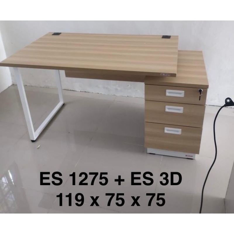 Jual Meja Komputer 3 Laci 120cm - Kaki Besi ES1275 - Meja Kerja - Meja ...