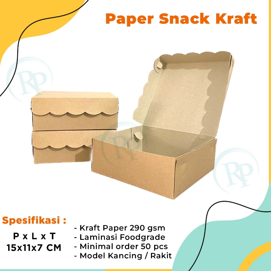 Jual Kraft Paper Snack Box Kemasan Kue /Min 50 Pcs | Shopee Indonesia