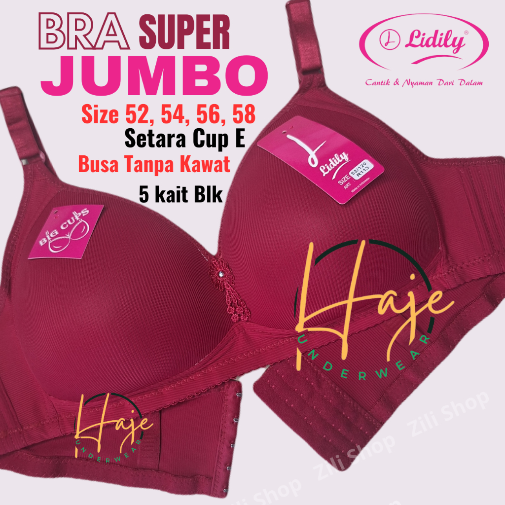 Jual Lidily Bra Super Jumbo Setara Cup E Busa Tanpa Kawat Size 52-58 ...