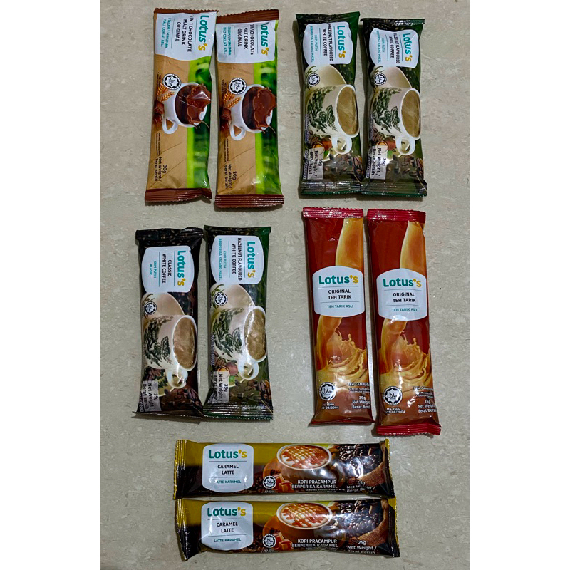 Jual Minuman Lotus 3 in 1 Chocolate, Malt Drink Original - Hazelnut ...