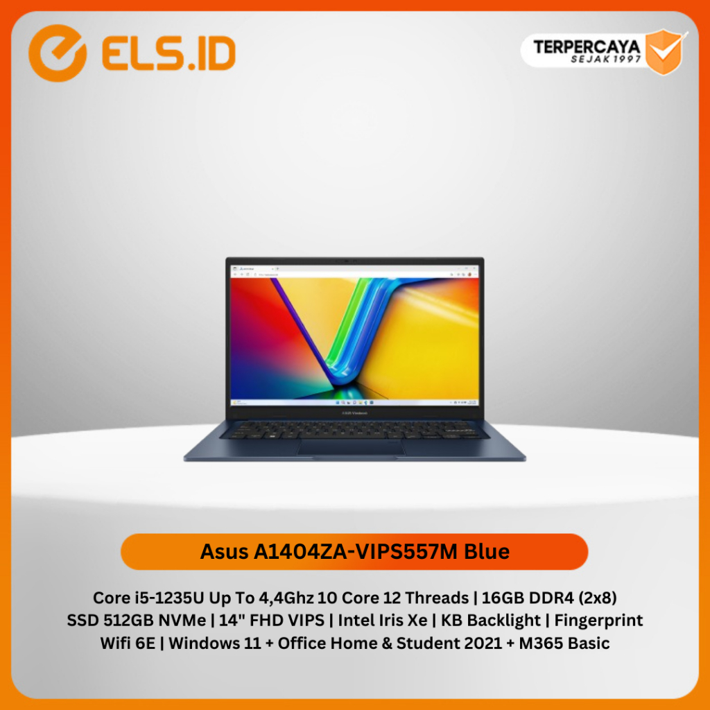Jual Asus Vivobook 14 A1404ZA-VIPS557M Blue [Intel i5-1235U 16GB SSD ...