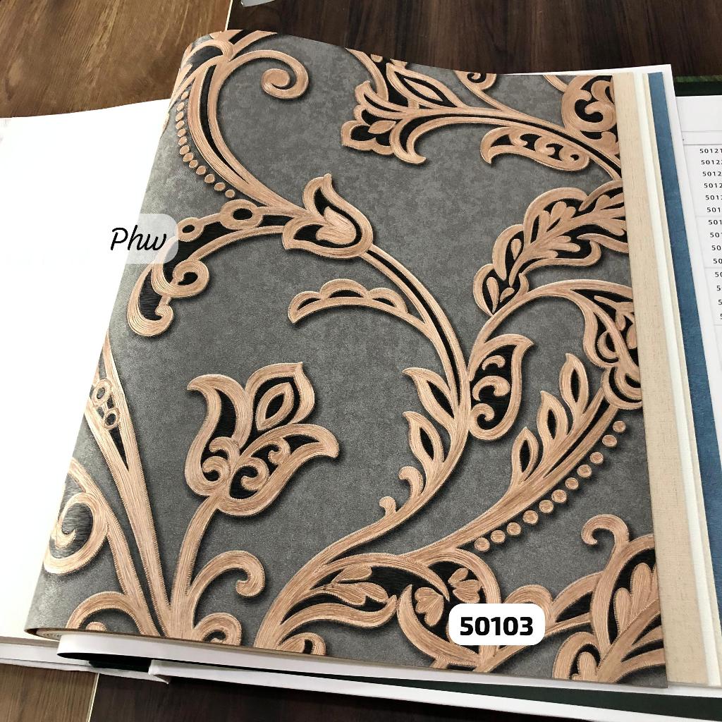 Jual WALLPAPER DINDING MOTIF KLASIK BATIK MEWAH ABU HITAM GOLD DAWN ...