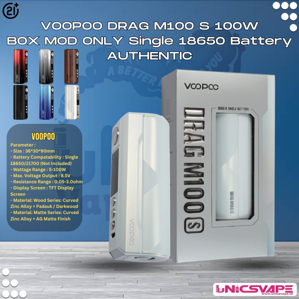 Jual VOOPOO DRAG M100 S 100W BOX MOD ONLY Single 18650 Battery AUTHENTIC by VOOPOO | Shopee ...
