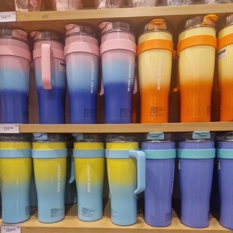 Jual Miniso Tumbler Plastic Botol Minum Gradasi Polos Wink Moment 1600ML With Straw | Shopee ...