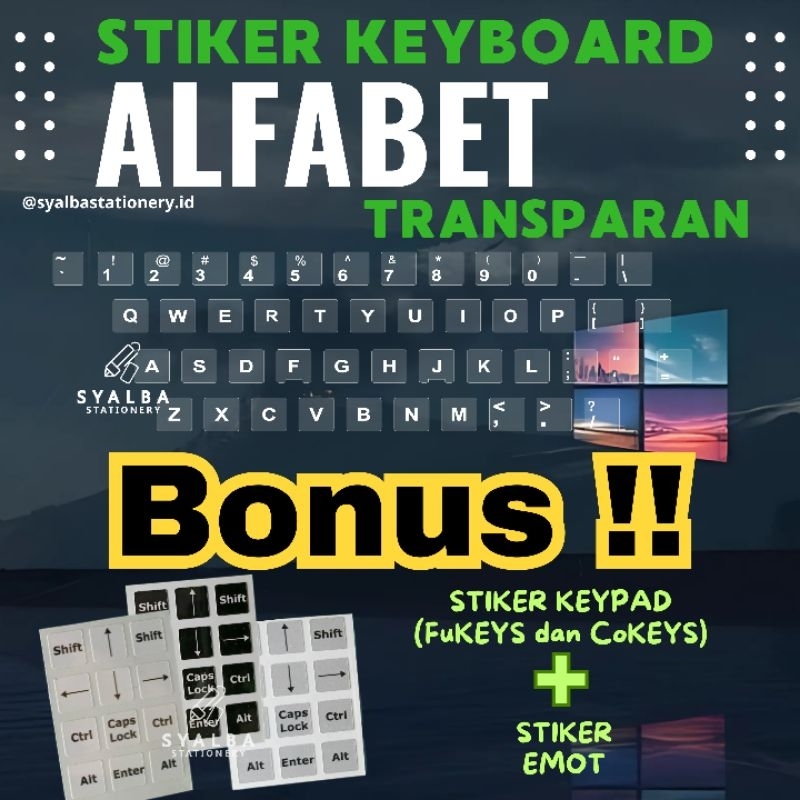 Jual Stiker Huruf Abjad Transparan untuk Keyboard: Font Latin Estetik ...