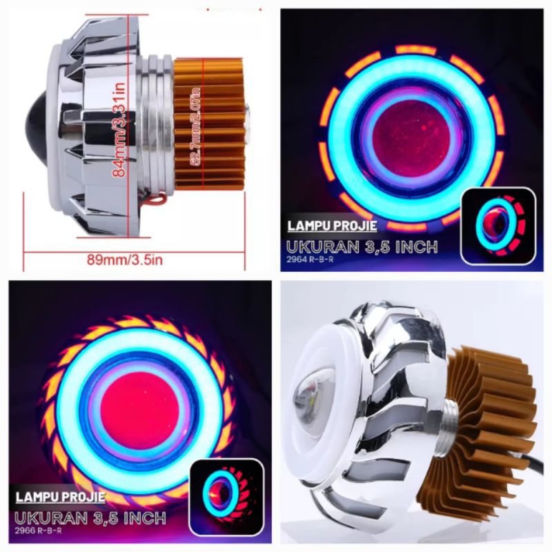 Jual Lampu depan LED utama projie running standby 3.5 inch Red Blue Red ...