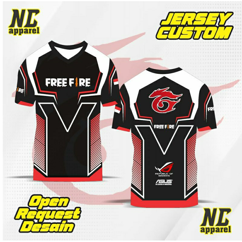 Jual Jersey FF jersey free fire lengan pendek bisa custom desain ...
