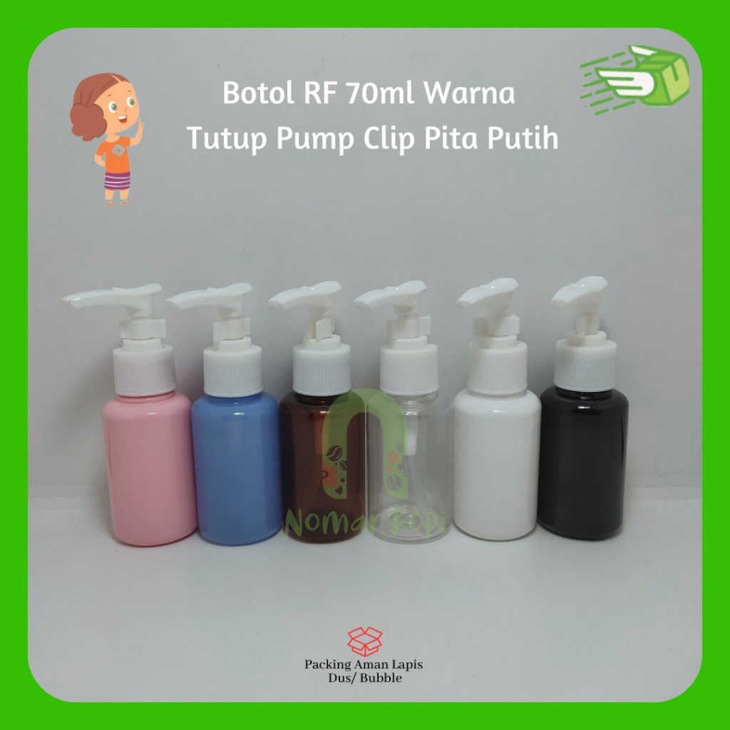 Jual Botol 70ml RF Warna Tutup Pump Klip Neck 24 | Shopee Indonesia