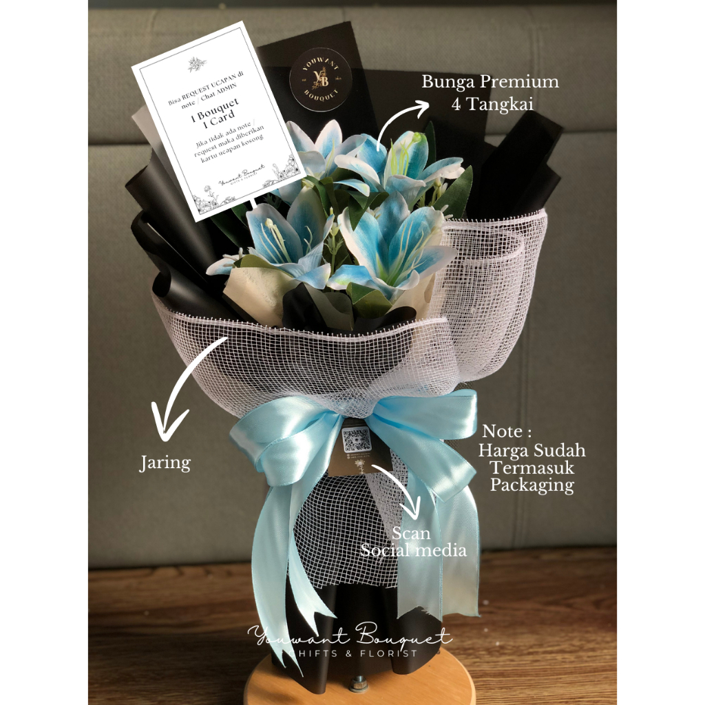 Jual Buket Bunga premium 4 tangkai Artificial flower free request kartu ...