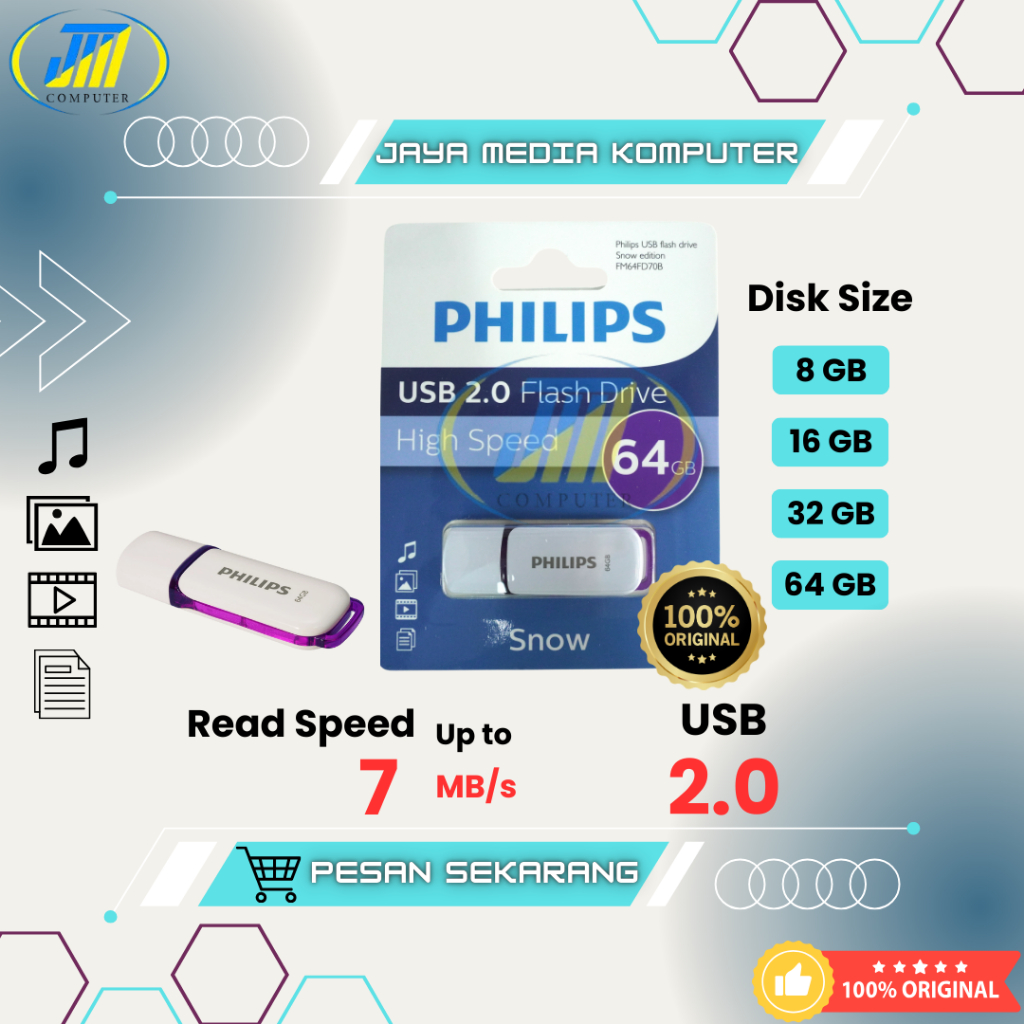 Jual Flashdisk Philips 2.0 Flash Drive 64GB (Snow) | Shopee Indonesia