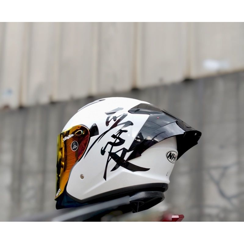 Jual HELM NHK R1 MAX KANJI BLAC/WHITE PAKET GANTENG,SLOT INTERCOM ...
