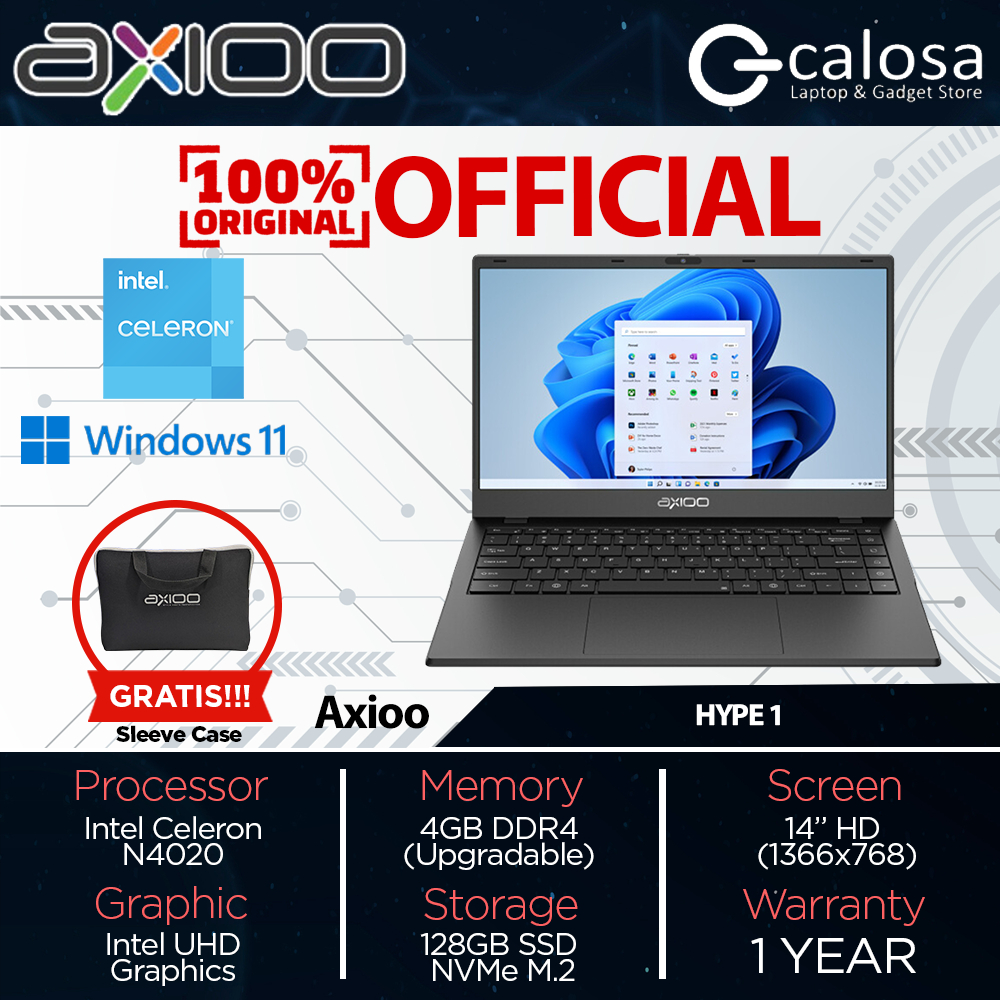 Jual Axioo Hype 1 N4020 RAM 4GB/8GB SSD 128GB 256GB 512GB M2 W11 ORI 14 ...