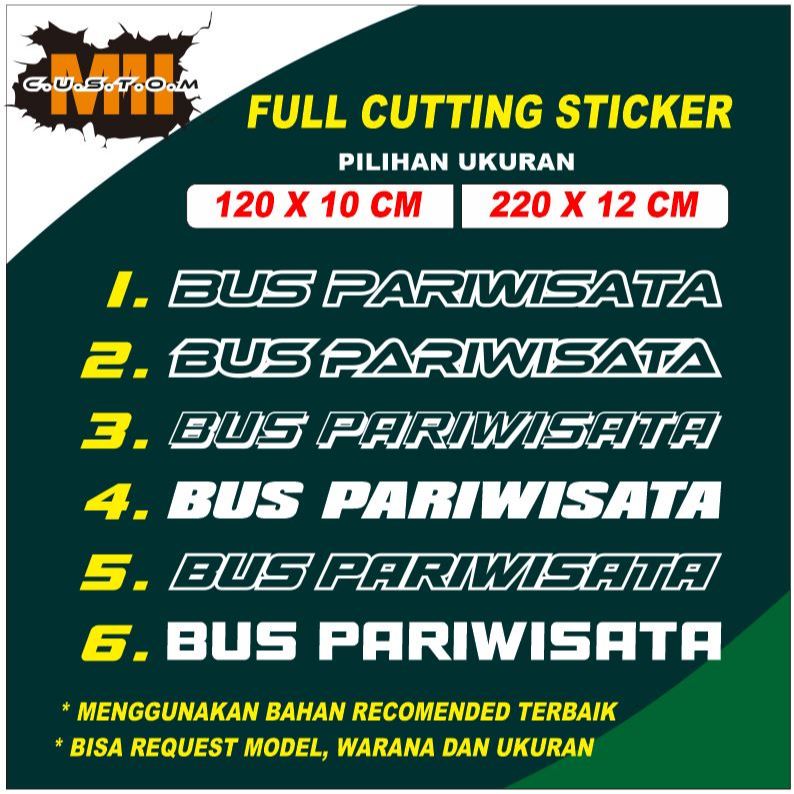 Jual STICKER STIKER DECAL DECALS KACA BUS PARIWISATA BIG BUS MEDIUM ELF ...