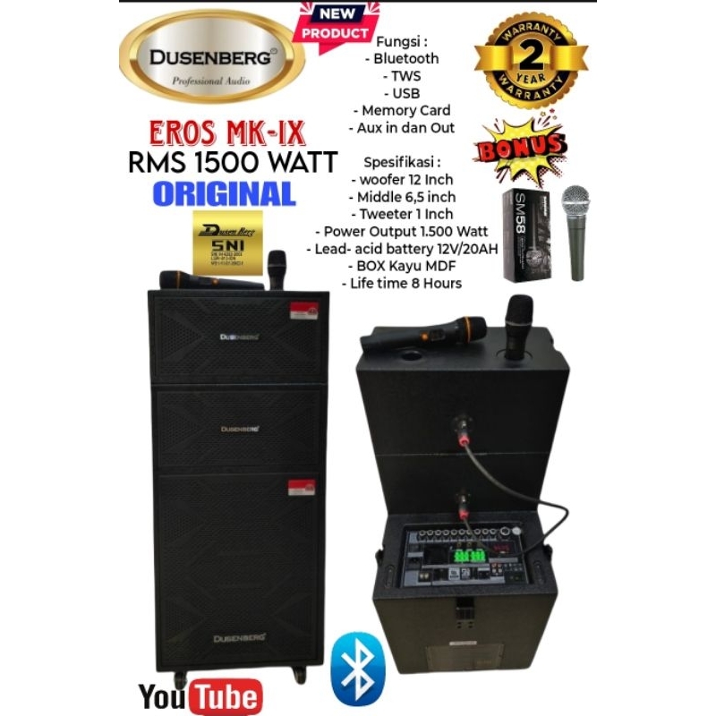 Jual Speaker Aktif Portable 12 Inch Model Line Array Dusenberg EROS MK IX Bluetooth TWS Original ...