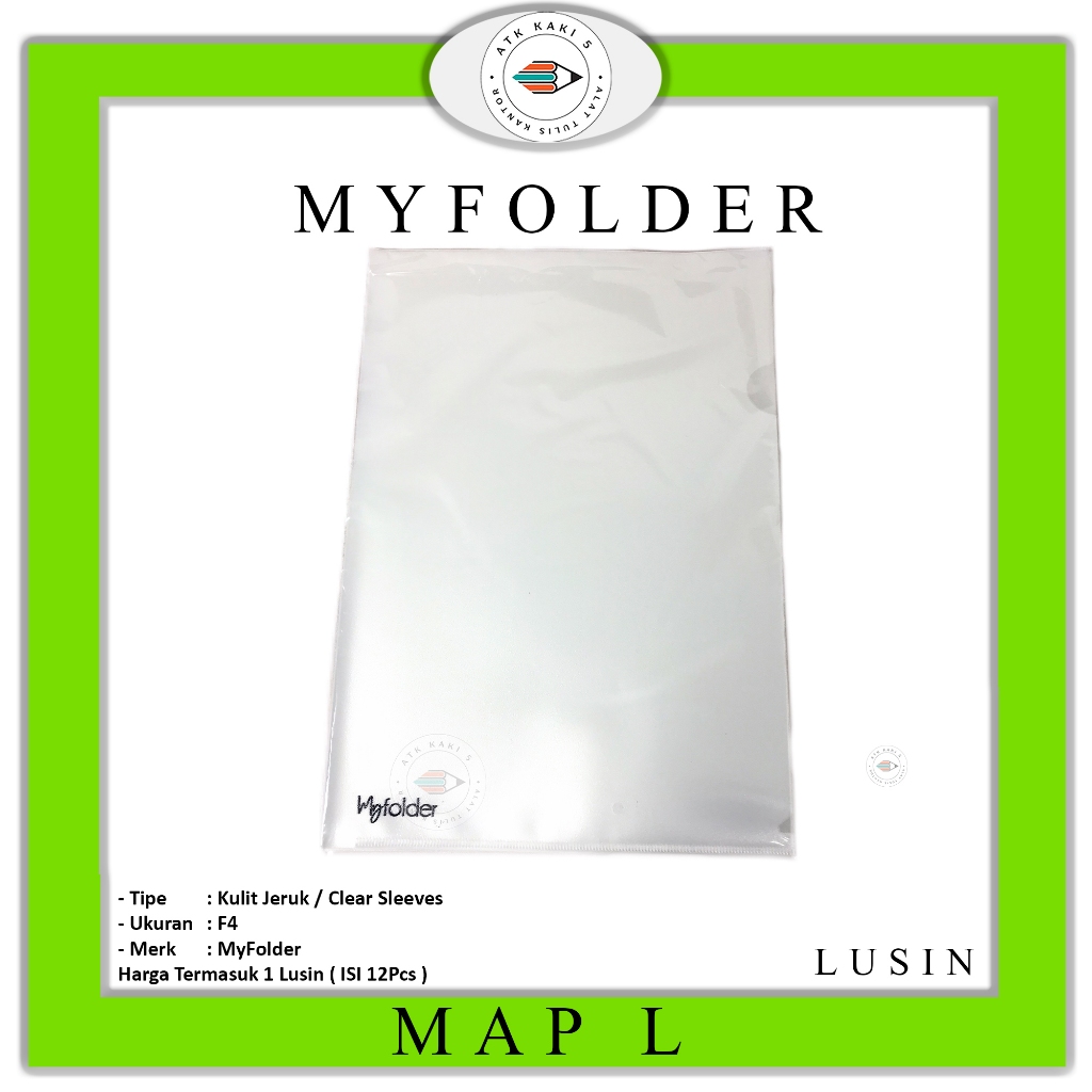 Jual MyFolder - Map L Clear Sleeve Holder F4 CPP - Kulit Jeruk - Lusin | Shopee Indonesia