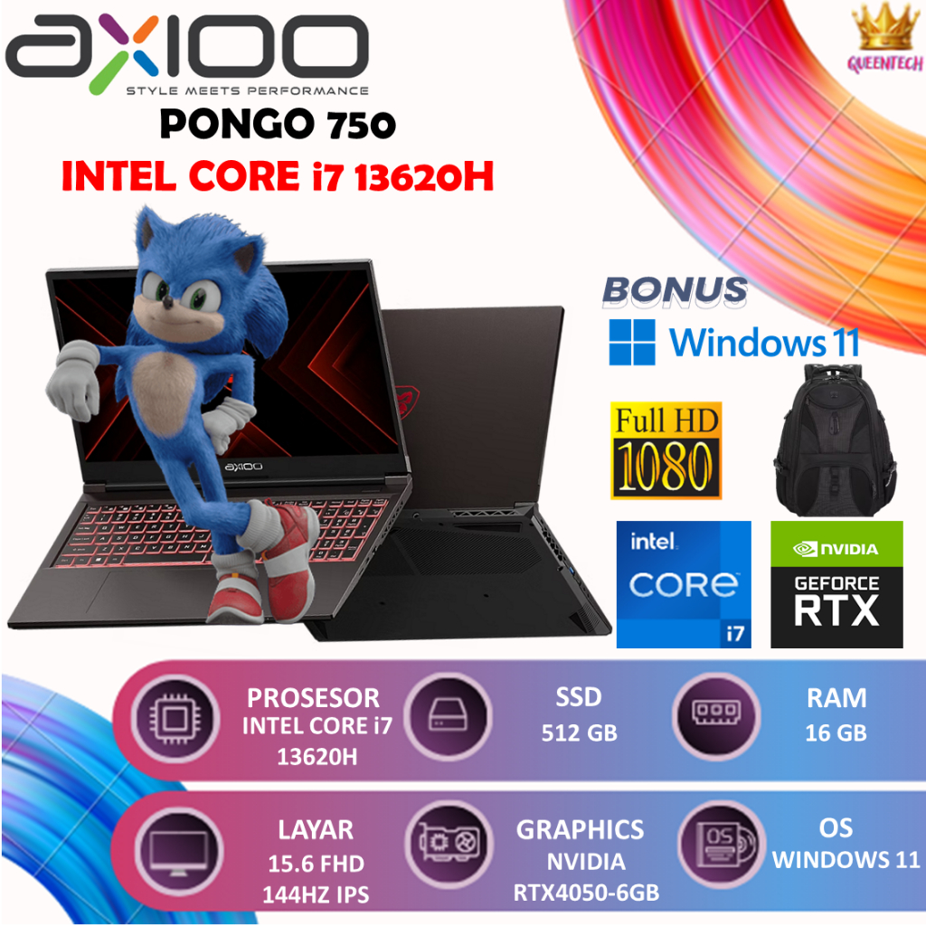 Jual Laptop Gaming Axioo PONGO 750 Intel Core i7 13620H Nvidia RTX4050 ...