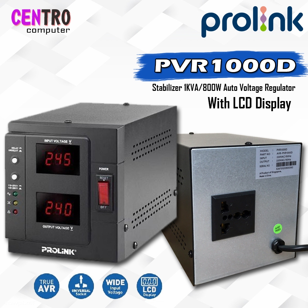 Jual PROLINK Stabilizer PVR1000D 1KVA/800W Auto Voltage Regulator with ...