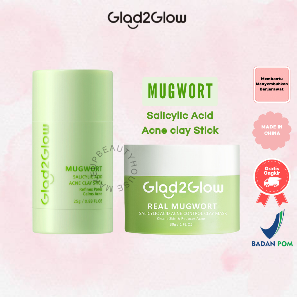 Jual GLAD2GLOW Real Mugwort Clay / Stick Mask Salicylic Acid Anti Pores & Acne | Atasi Jerawat ...