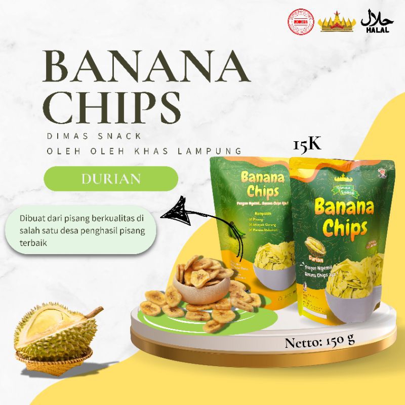 Jual Dimas Snack - Banana Chips Durian - Keripik Pisang Rasa Durian ...