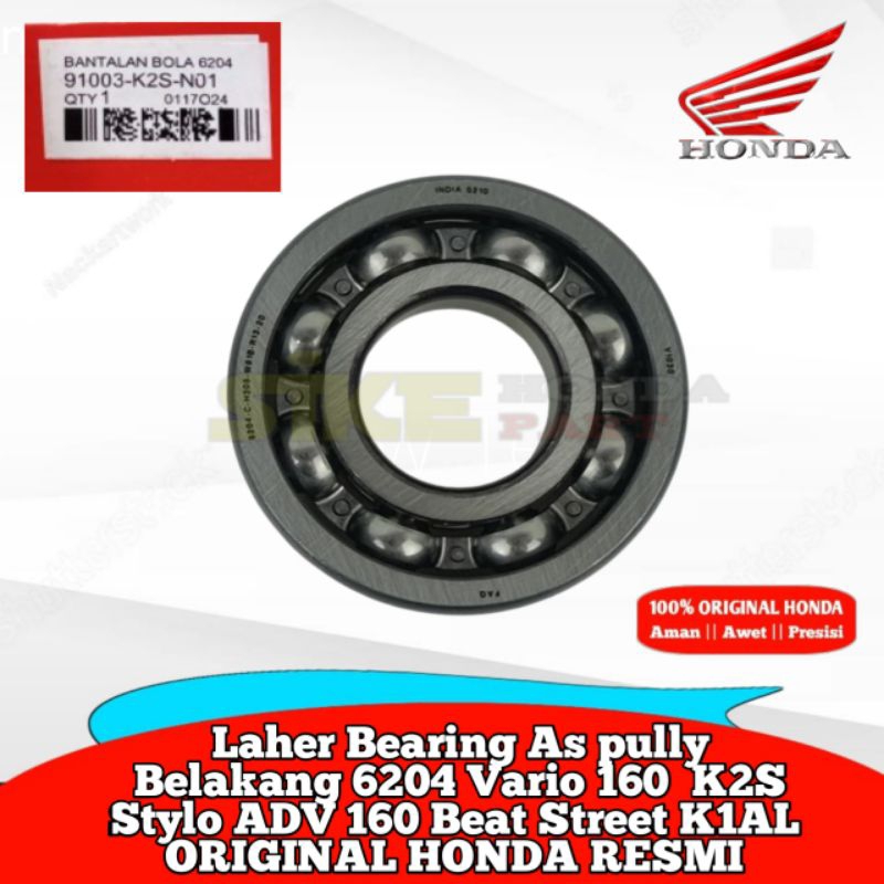 Jual 91003-K2S-N01 Laher Bearing As Pully Belakang 6204 Vario 160 K2S ...