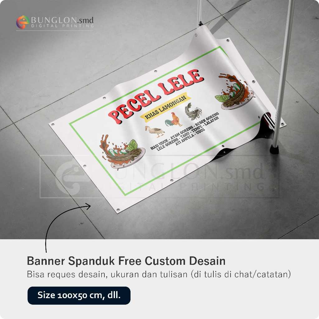 Jual PRINT CETAK SPANDUK BANNER PECEL LELE CUSTOM DESAIN | Shopee Indonesia
