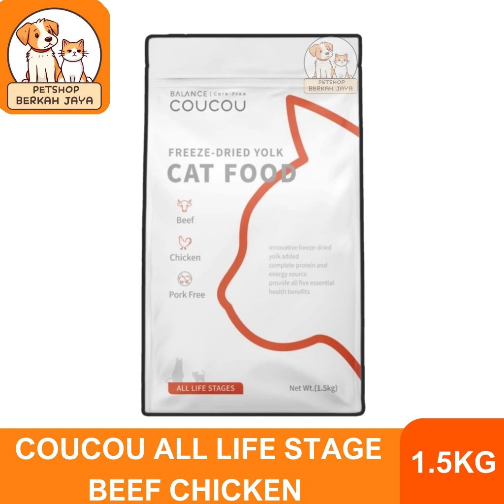 Jual COUCOU Beef Chicken Cat Food All Life Stages Freshpack 1.5KG ...
