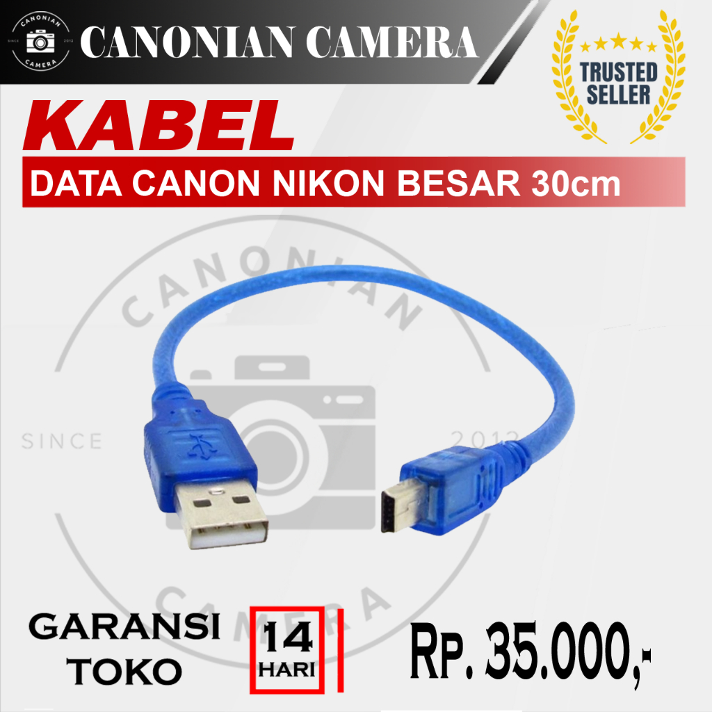 Jual Kabel Data Besar Biru 30cm For Canon Nikon | Shopee Indonesia