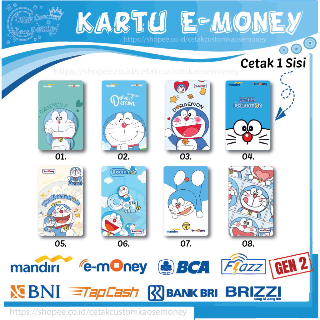 Jual KARTU E MONEY E TOLL KARTUN DORAEMON ANIME JEPANG EMONEY MANDIRI ...