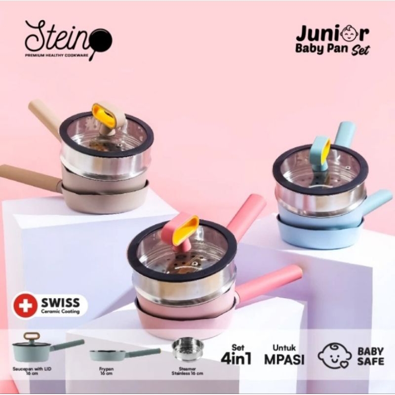 Jual Stein Junior Baby Pan Set Ceramic Cooking 4in1 Sauspan dengan LID ...