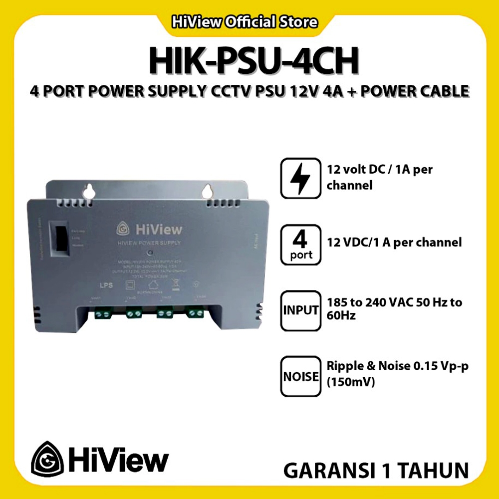 Jual HiView HIK-PSU-4CH 4 Port Power Supply CCTV PSU 12V 4A + Power Cable | Shopee Indonesia