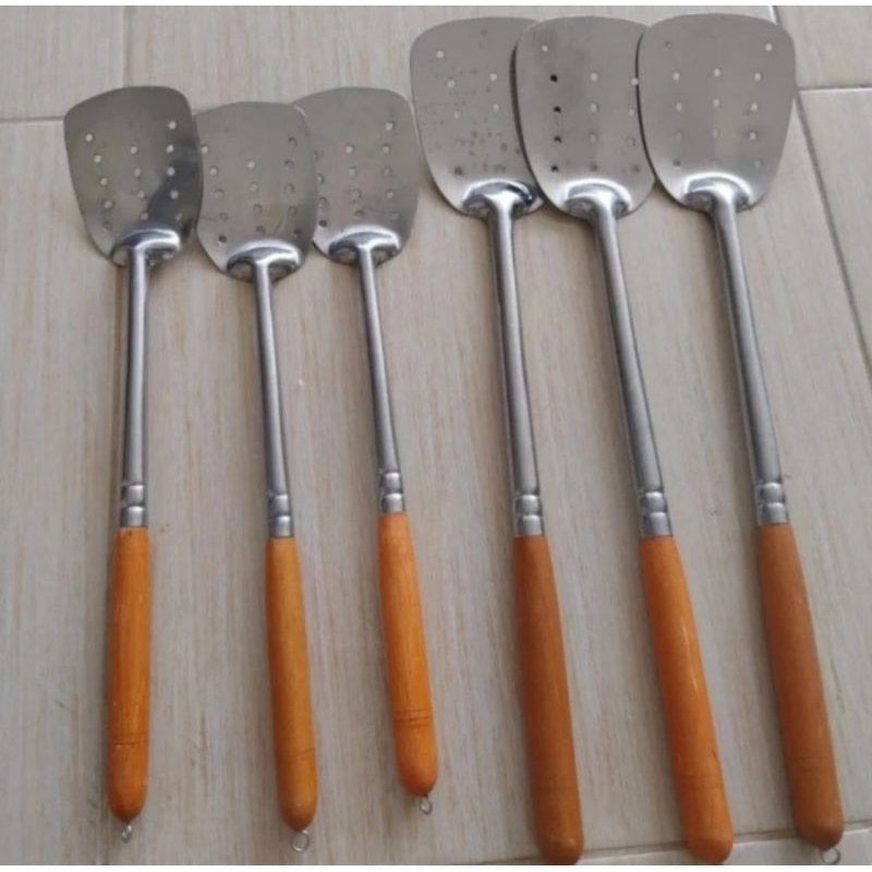 Jual Sodet Gagang kayu besar Tebal/ Sutil gagang kayu / Spatula goreng ...