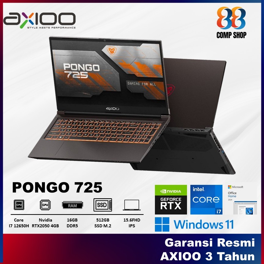 Jual Laptop Gaming AXIOO PONGO 725 I7 12650H RTX2050 4GB/ 16GB 512GB ...