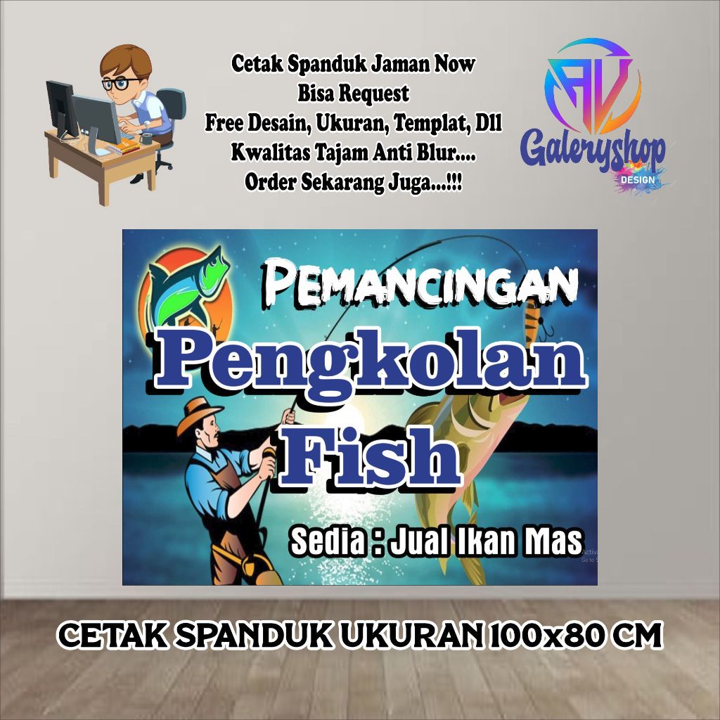 Jual print cetak spanduk pemancingan, lomba pancing, jualan ikan dll ...
