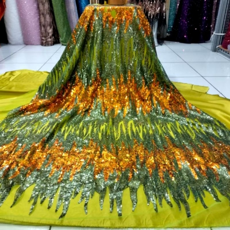 Jual bahan kain tile sequin gradasi terbaru/kain tile payet ombre antik ...