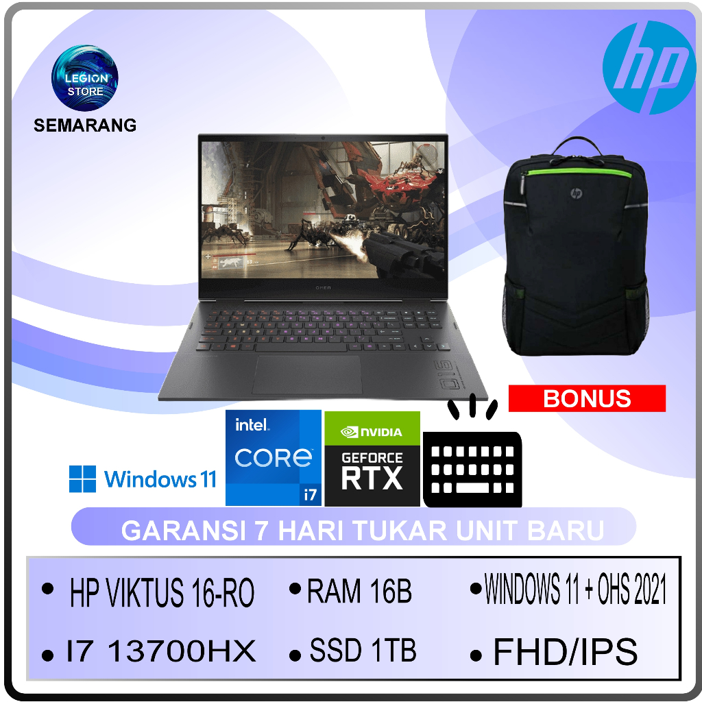 Jual HP Victus Gaming 16-R0777TX I7 13700HX/16GB/SSD 1TB/RTX4060 ...