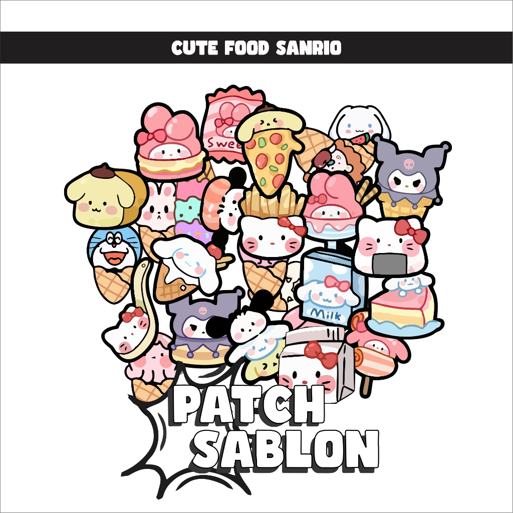 Jual GANTIBADJOE Sablon Patch DTF Ready to Press - Cute Food Sanrio ...