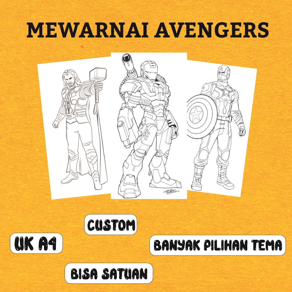 Jual KERTAS MEWARNAI / MEWARNAI AVENGERS / KERTAS MEWARNAI ANAK PAUD TK ...