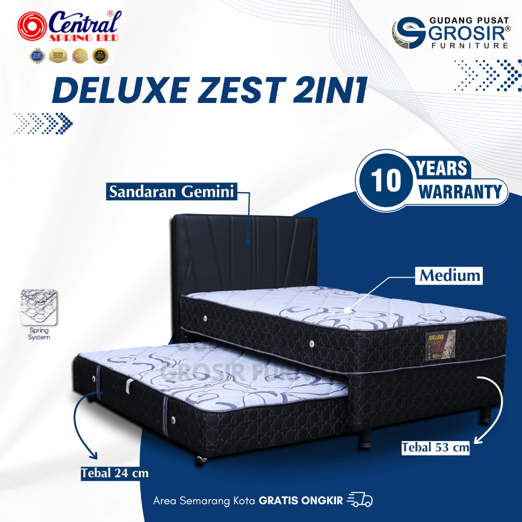 Jual CENTRAL Spring Bed- Deluxe 2in1 - Semua Ukuran - Kasur dan ...