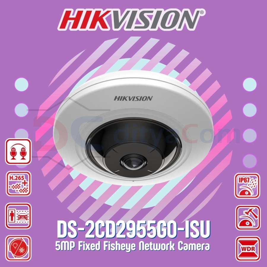 Jual CAMERA CCTV HIKVISION DS-2CD2955G0-ISU 5MP FISHEYE WIDE VIEW 180 ...
